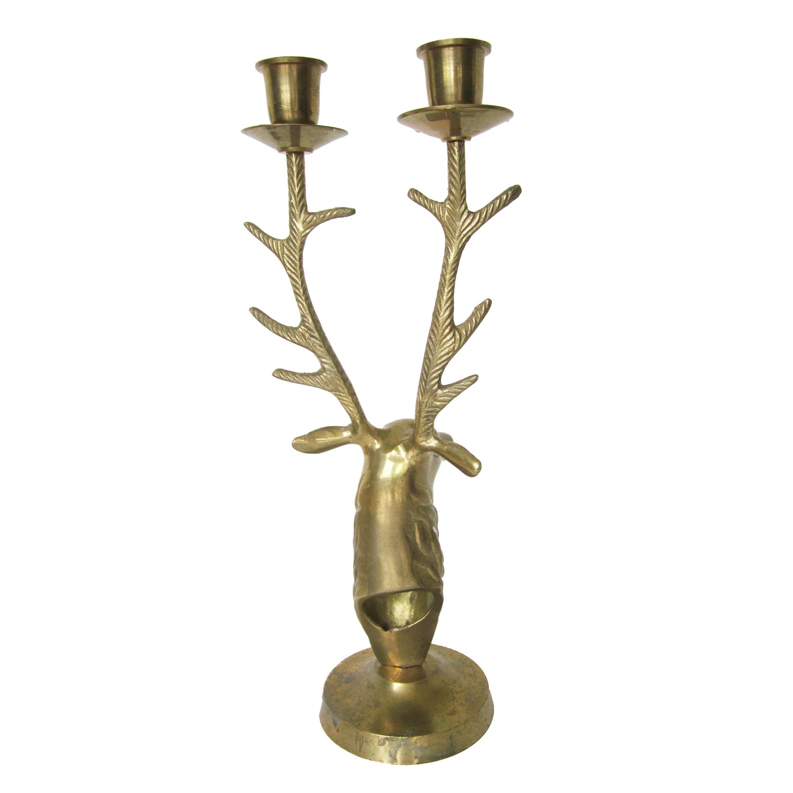 Vintage Brass Stag Candelabra, Hollywood Regency Style, Antler Candle ...