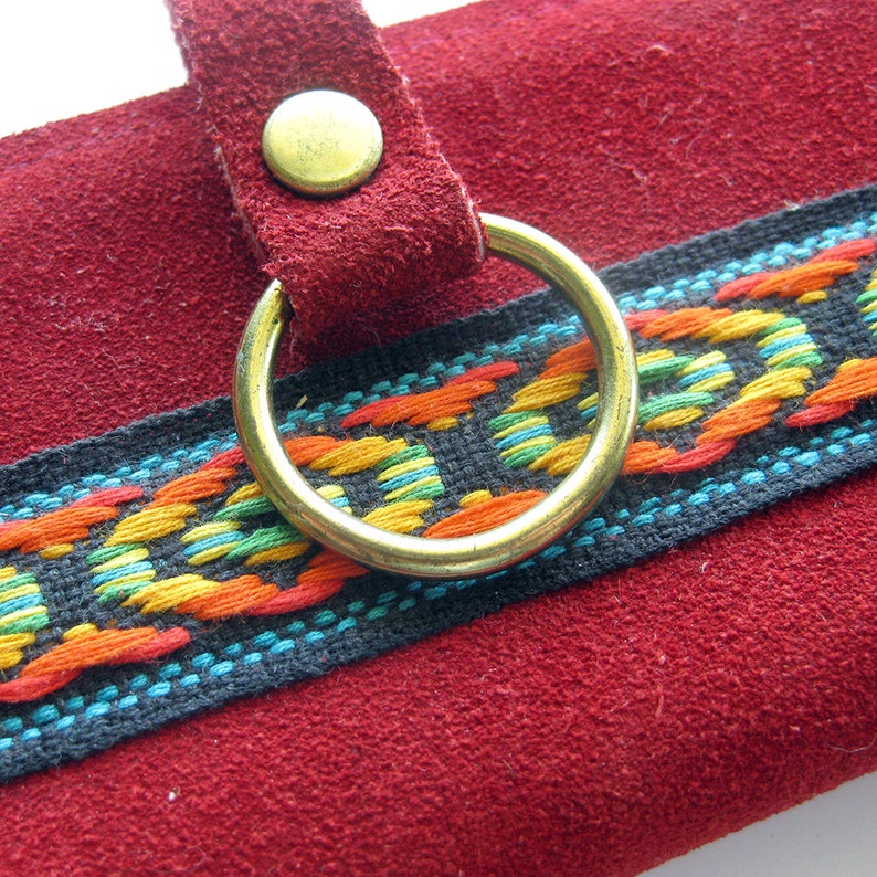 Boho Suede Vintage Wallet Billfold Organizer Red Suede Wallet - Etsy