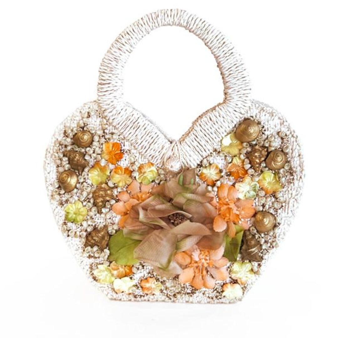 Vintage Straw Handbag, Summer Purse With Raffia Flowers and Sea Shells ...