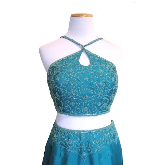 Vintage Alyce Designs Sequined Two Piece Dress Bare Midriff - Etsy