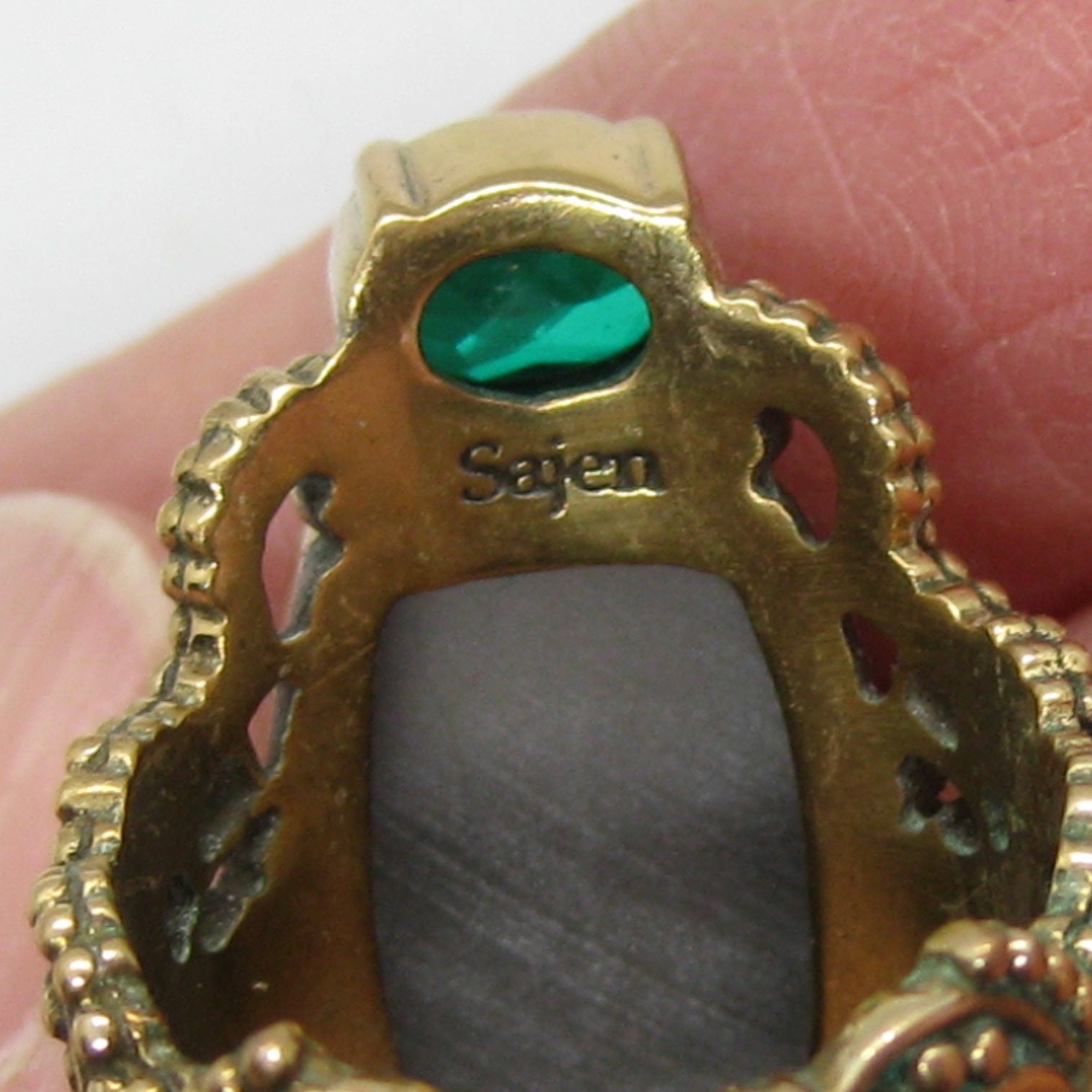 Sajen Brass Filigree Ring: Faceted Glass Stone, Size 6.5 - Etsy