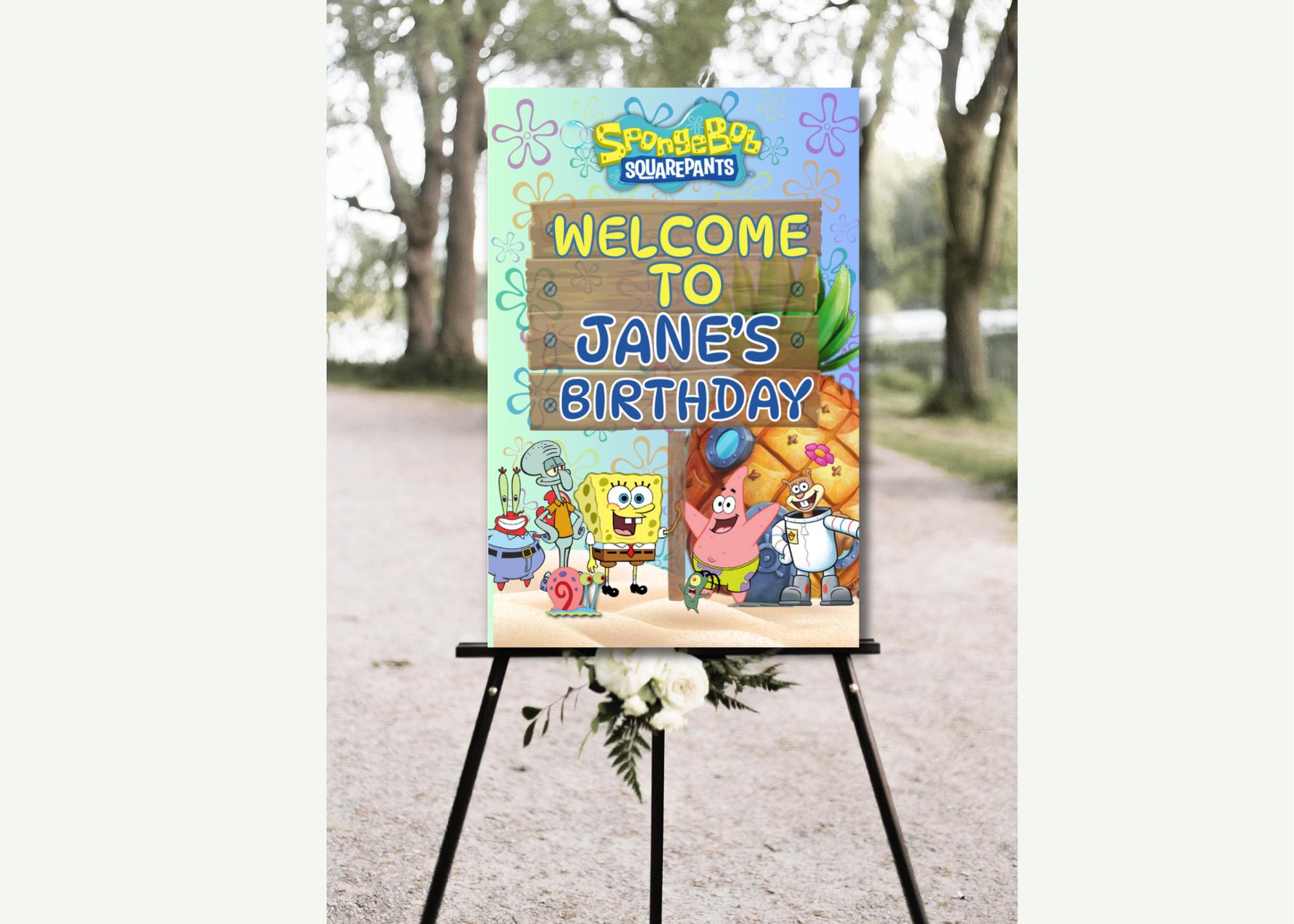 Sponge Birthday Party Welcome Sign Template, Spongybob Welcome Signage ...