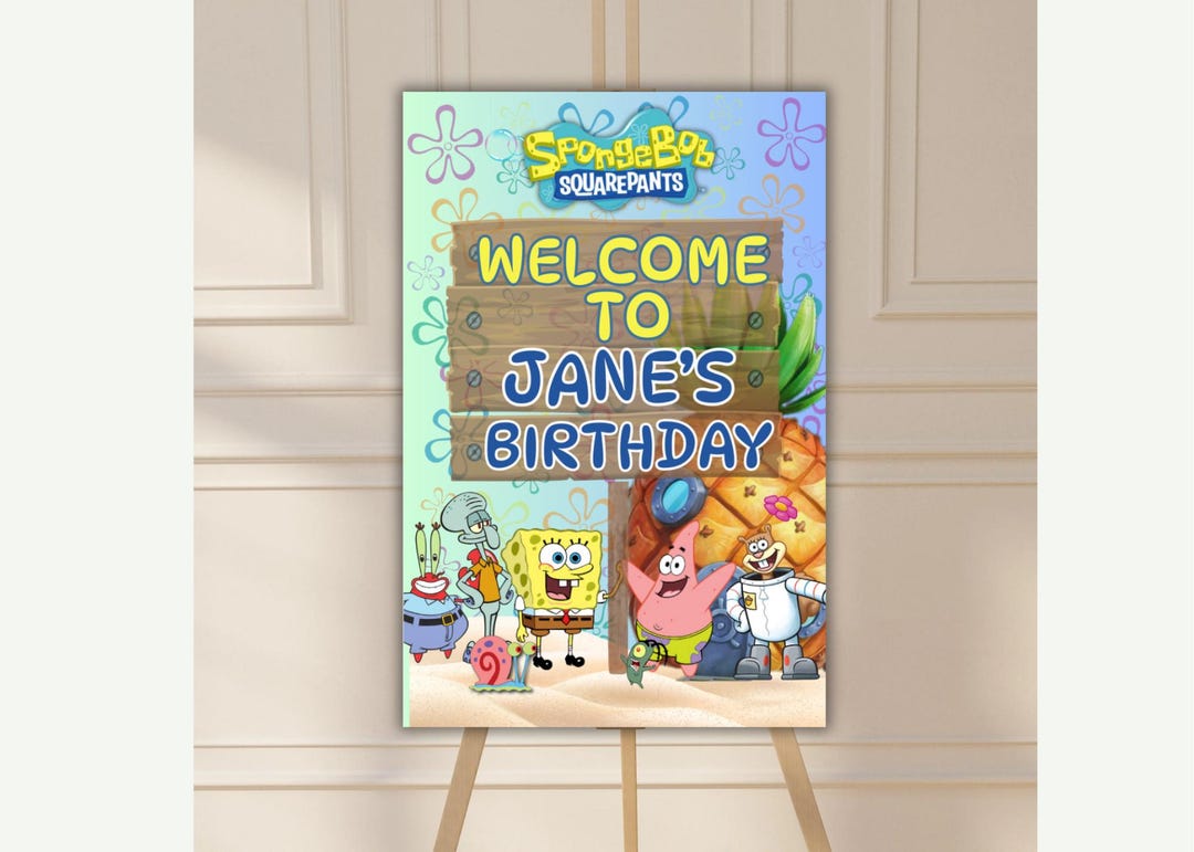 Sponge Birthday Party Welcome Sign Template, Spongybob Welcome Signage ...