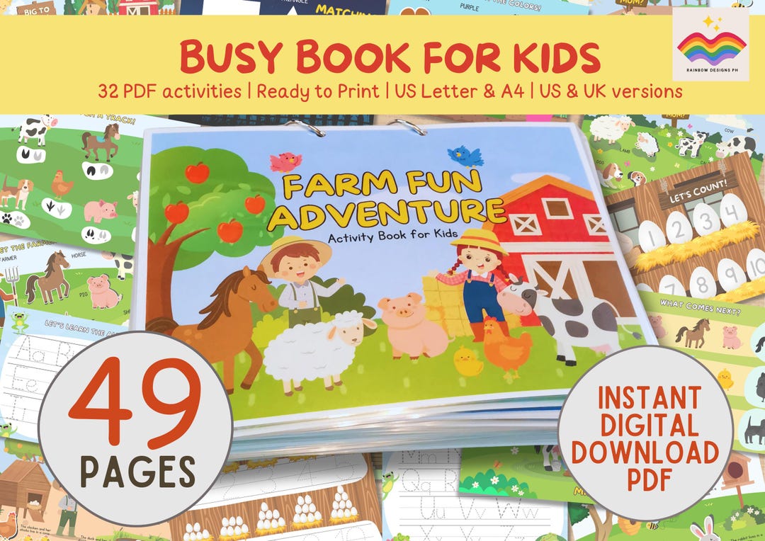 Farm Animals Montessori Busy Book Toddler Learning Activities PDF ...