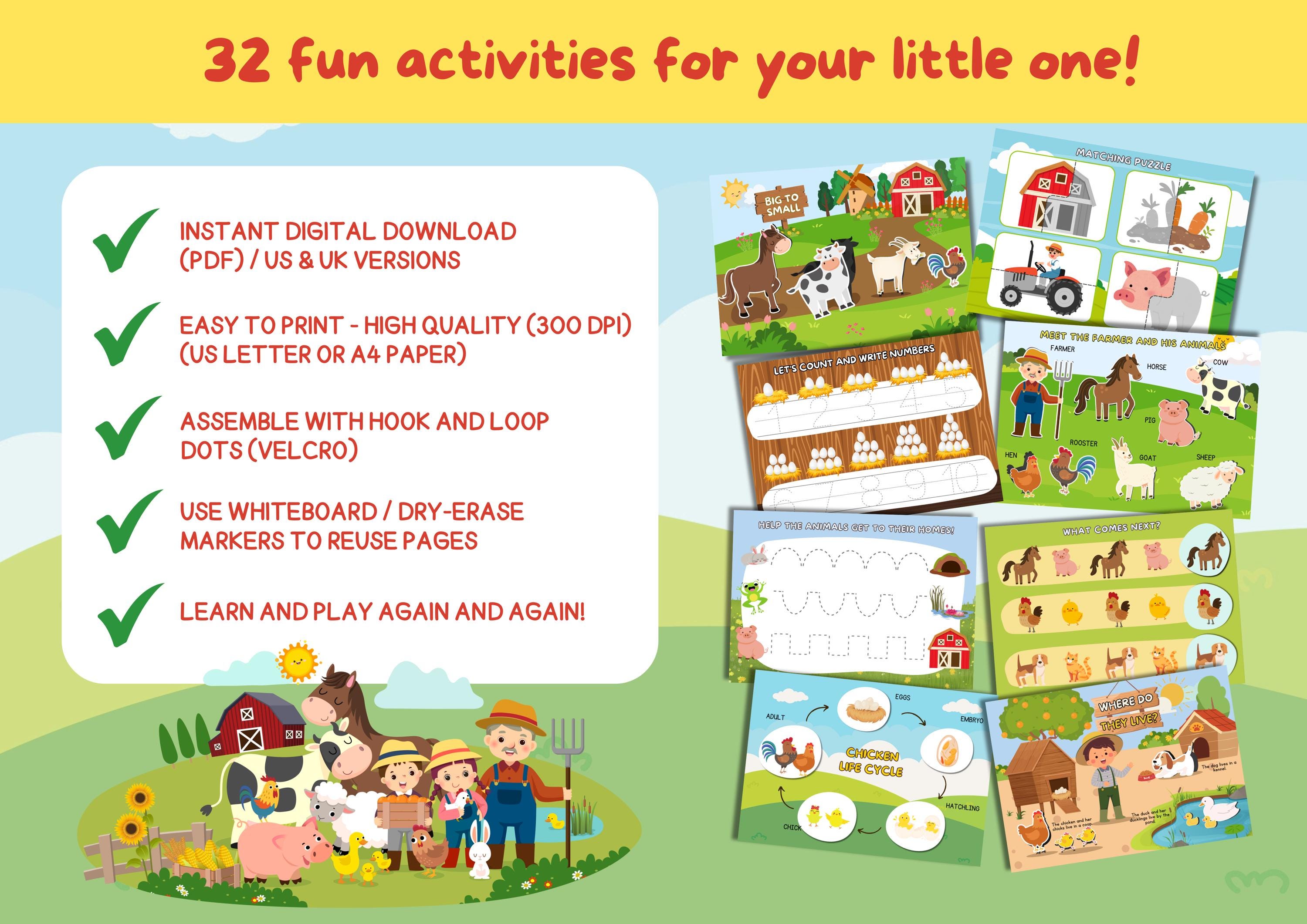 Farm Animals Busy Book Toddler Printable | Montessori Preschool ...