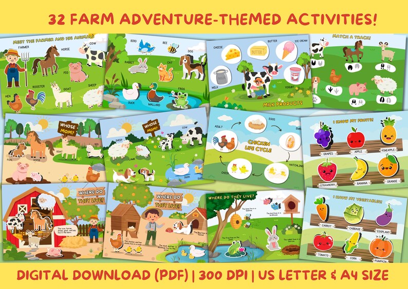 Farm Animals Busy Book Toddler Printable | Montessori Preschool ...