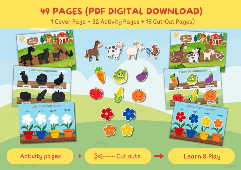 Farm Animals Busy Book Toddler Printable | Montessori Preschool ...