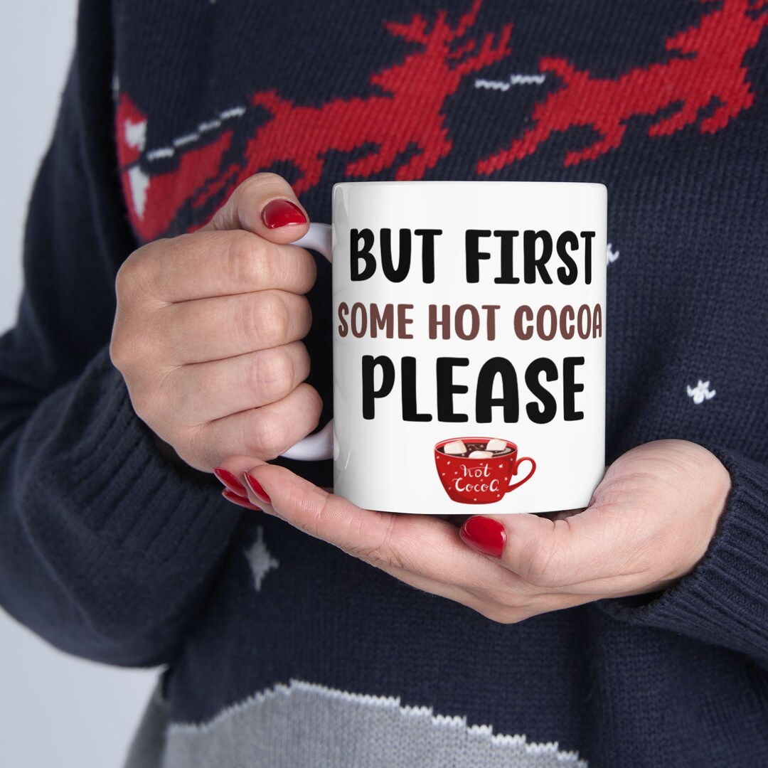 Hot Cocoa Ceramic Mug, Cute Coffee Cup, Winter Cocoa Lover Gift, Snow ...