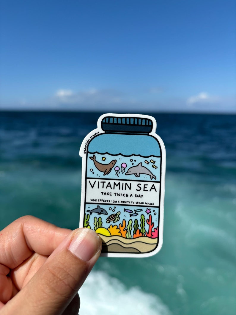 Vitamin Sea Sticker | Whimsical Ocean Animals, Coral Reef - Etsy