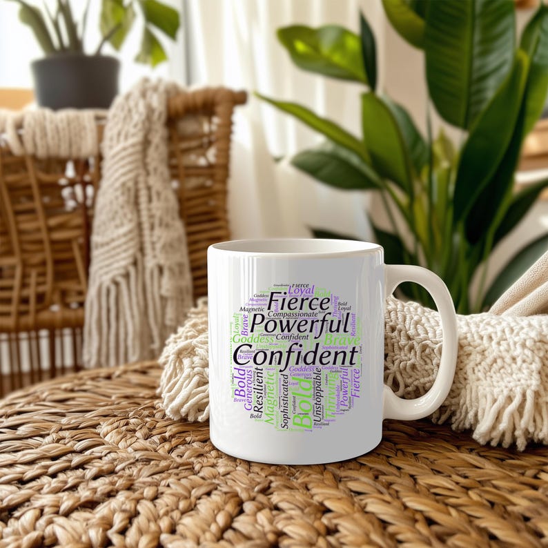 Empowering Word Art Coffee Mug, Inspirational Gift for Her - Etsy