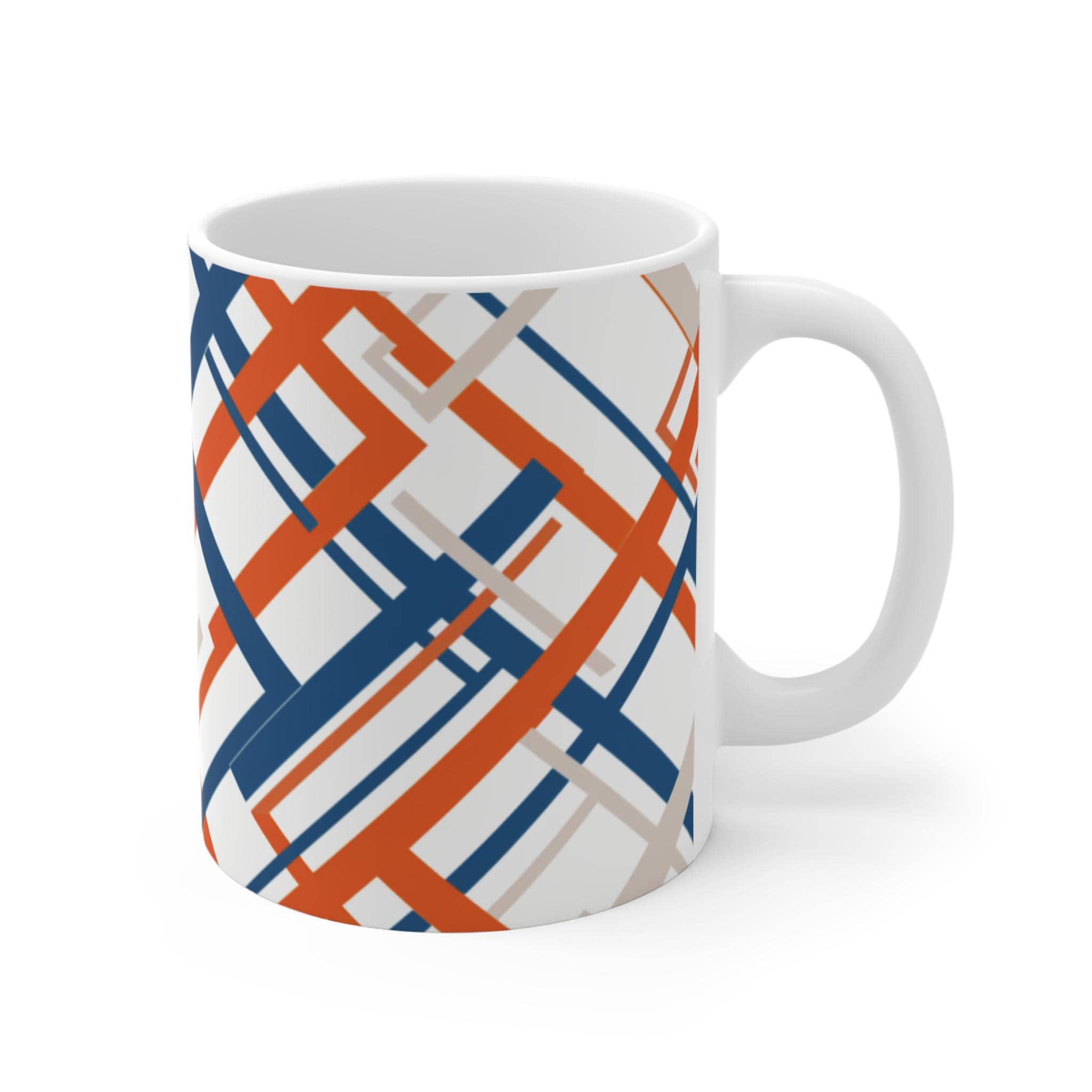 Abstract Mug, Blue and Orange Pattern, Ceramic Coffee Mug 11oz, Modern ...