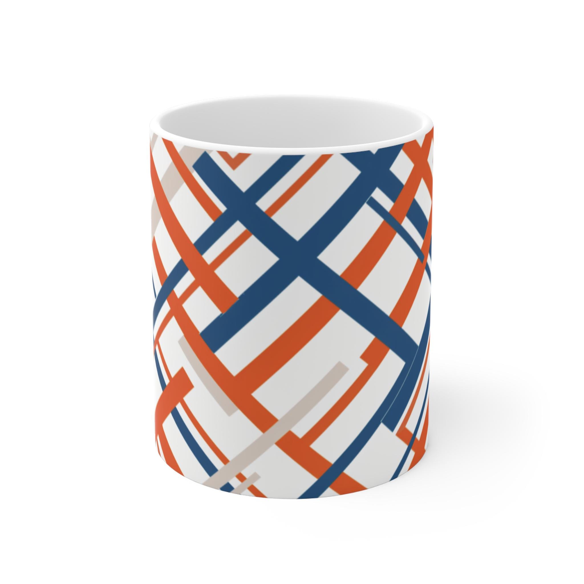 Abstract Mug, Blue and Orange Pattern, Ceramic Coffee Mug 11oz, Modern ...