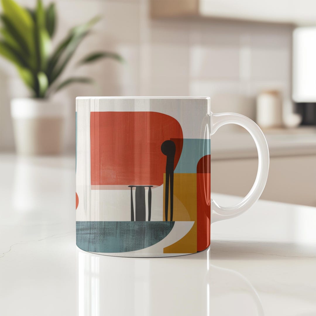 Mid-century Modern Coffee Mug, Retro Ceramic Design (11oz & 15oz) - Etsy