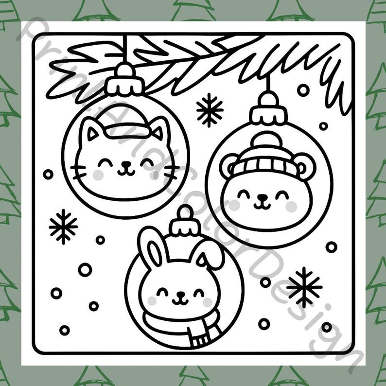 Winter Friends Christmas Coloring Pages for Kids & Adults, Happy ...