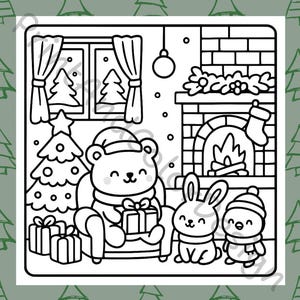 Winter Friends Christmas Coloring Pages for Kids & Adults, Happy ...