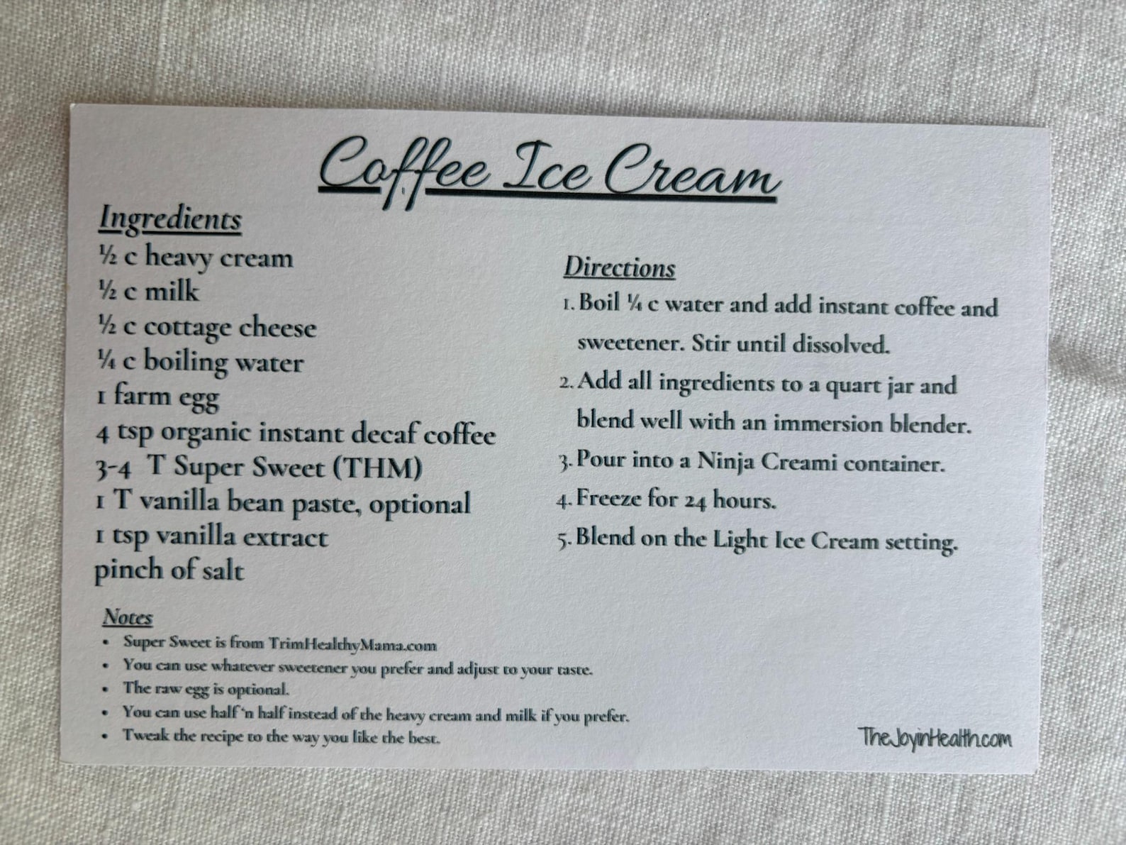 Recipe Card | Ice Cream | Coffee | Ninja Creami | Sugar Free | Protein ...