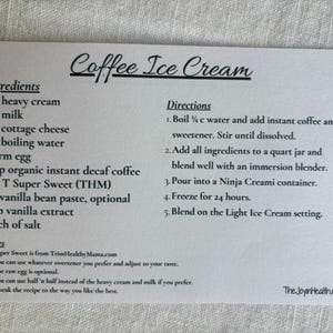Recipe Card | Ice Cream | Coffee | Ninja Creami | Sugar Free | Protein ...