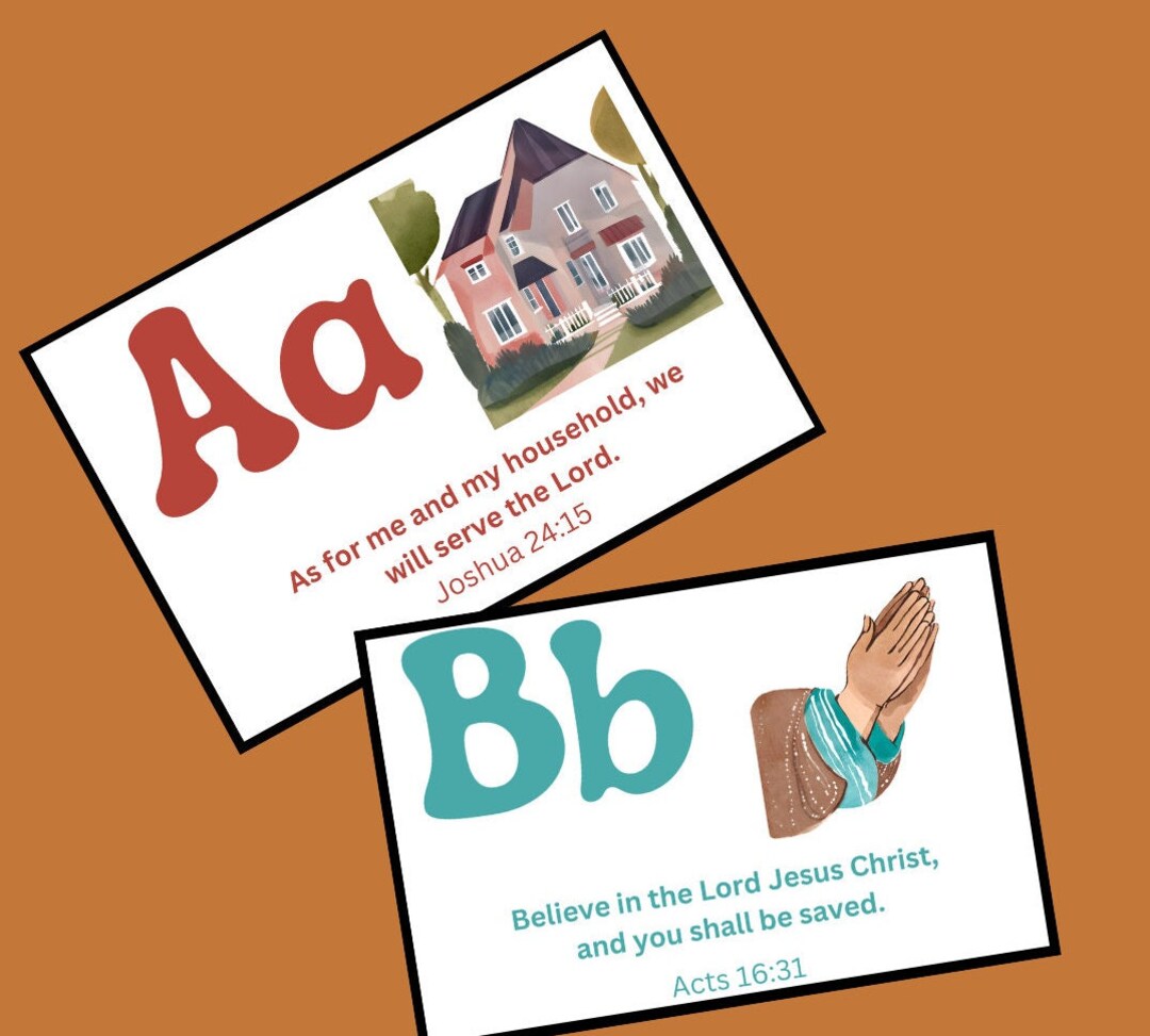 A-Z Bible Scripture Flash Cards for Kids - Etsy