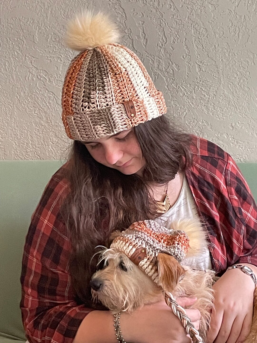 Beige and Orange Dog Beanie ~dog Hat ~dog Accessories ~owner and Dog ...