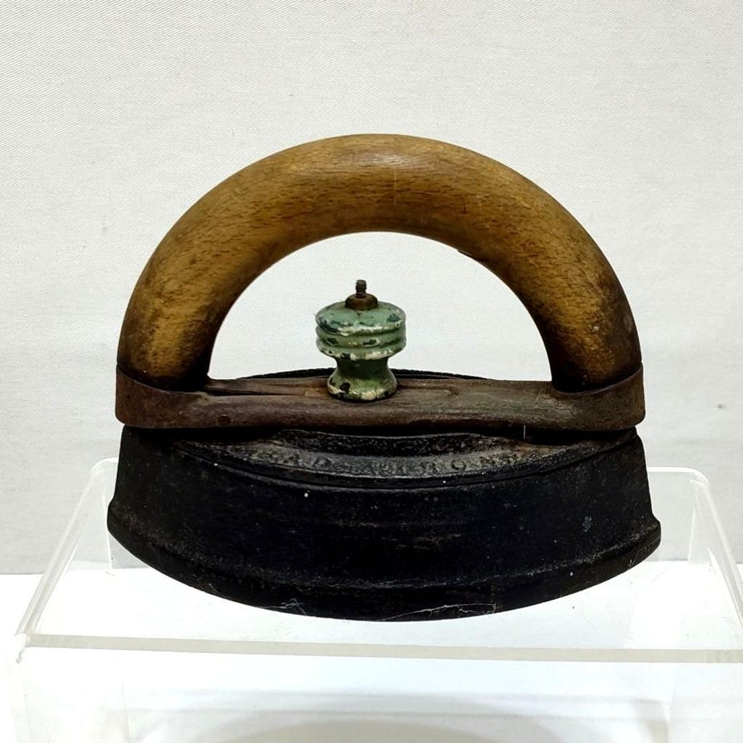 Mrs. Potts Sad Iron Wooden Removable Handle Antique Circa 1900 Invented ...