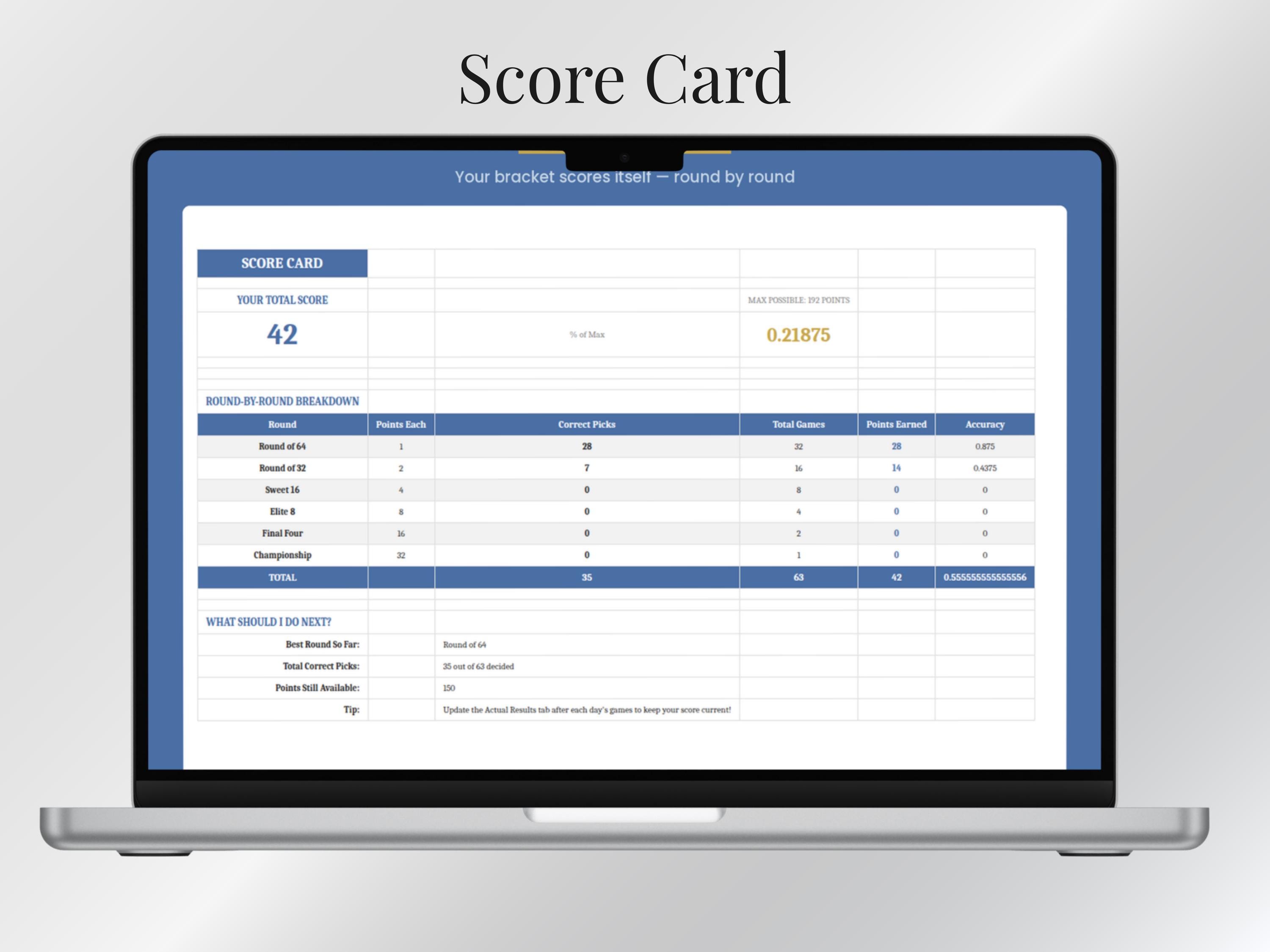 March Madness Bracket Tracker | Auto-scoring Excel Template for NCAA ...