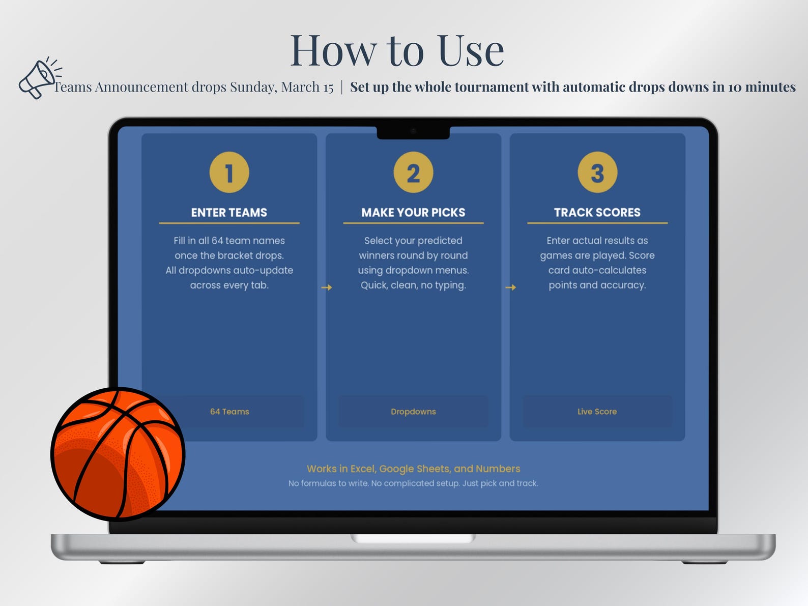 March Madness Bracket Tracker | Auto-scoring Excel Template for NCAA ...