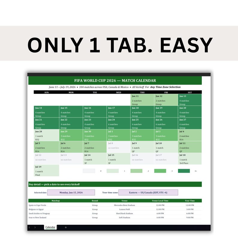 World Cup Schedule Spreadsheet With Time Zone Converter - Etsy