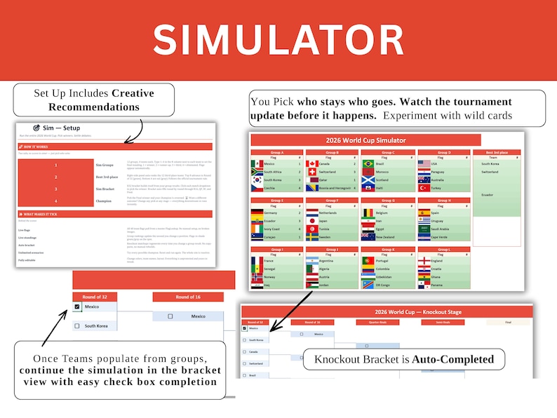 2026 World Cup Football Spreadsheet | Match Tracker, Office Pool ...