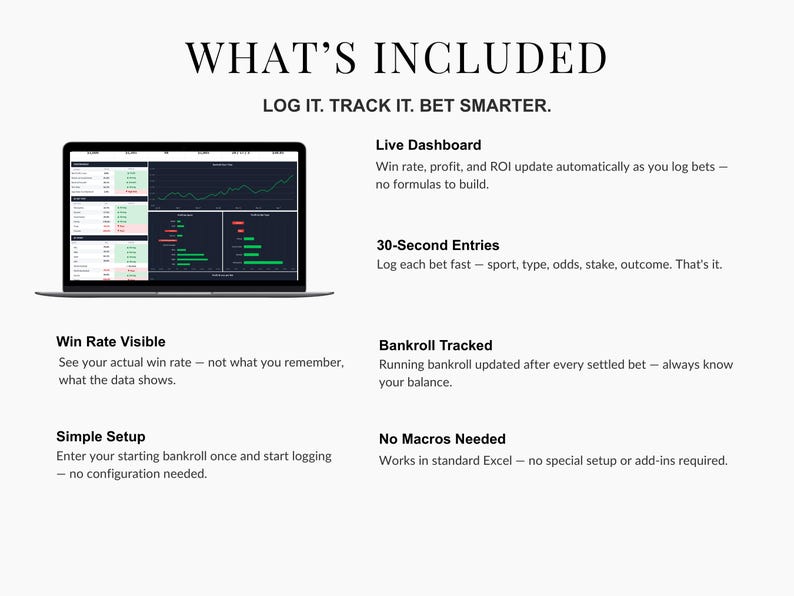 Sports Betting Log Spreadsheet, Simple Dashboard (excel Digital ...