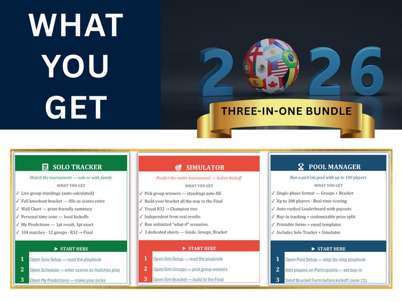 2026 World Cup Football Spreadsheet | Match Tracker, Office Pool ...