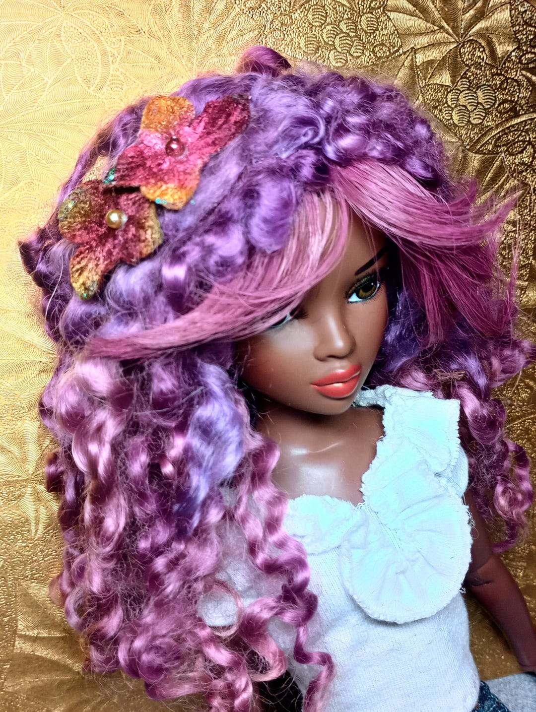 Hard Cap Wig for NEEMA, Ellowyne Wilde, Hand Dyed Teeswater Curly Locks ...
