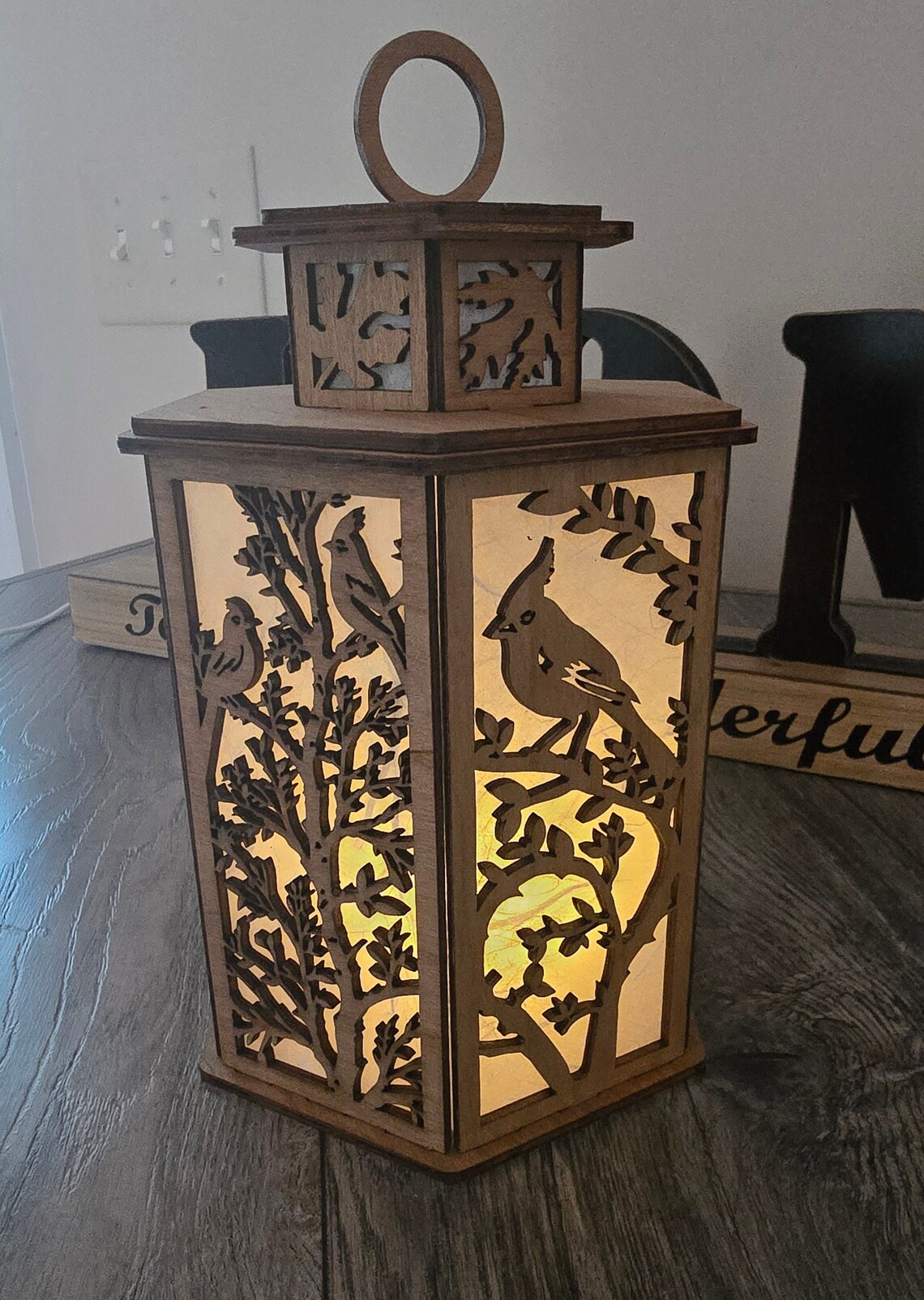 Laser Cut Cardinal Bird Lantern With LED Light. - Etsy
