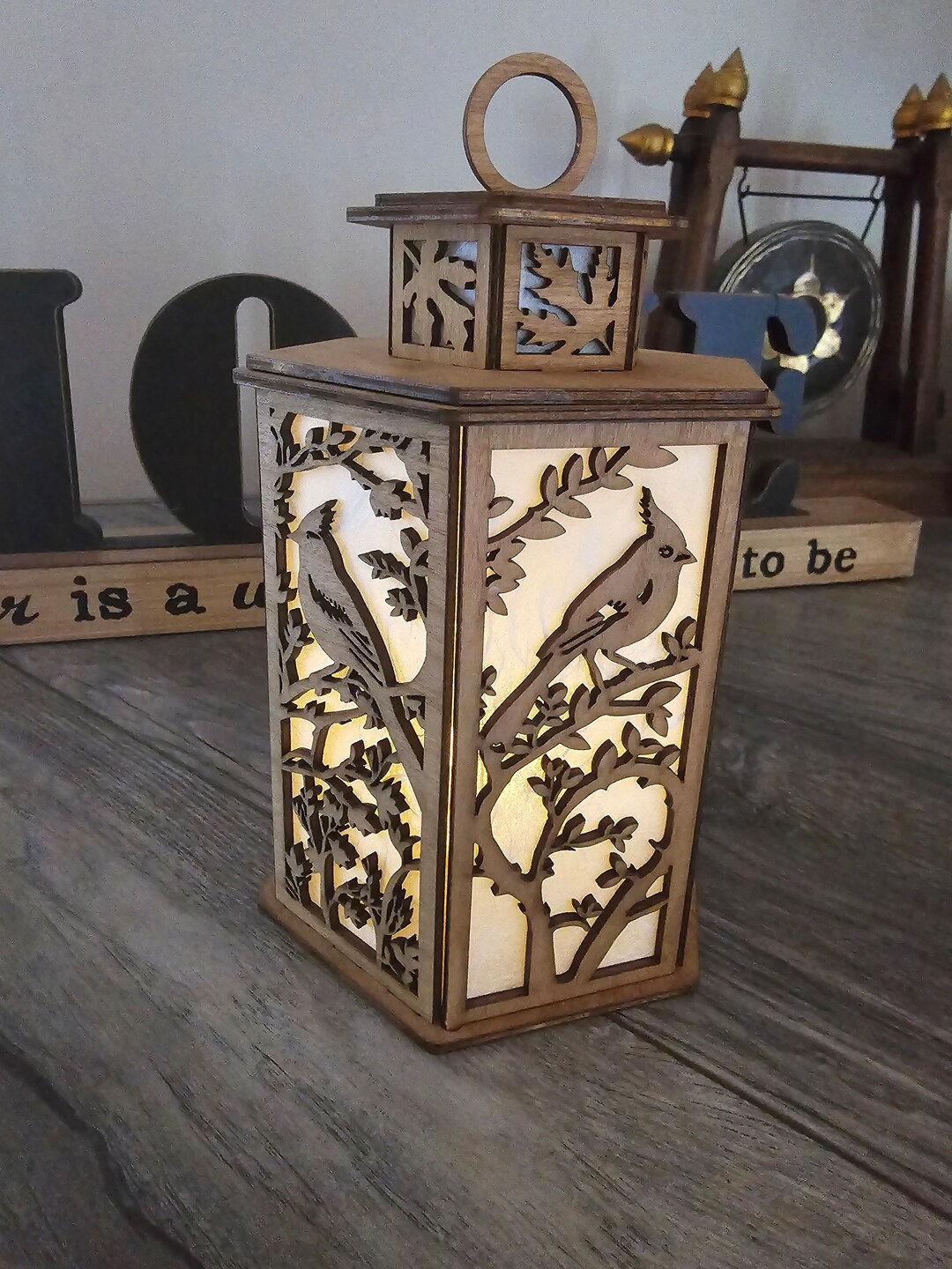 Laser Cut Cardinal Bird Lantern With LED Light. - Etsy