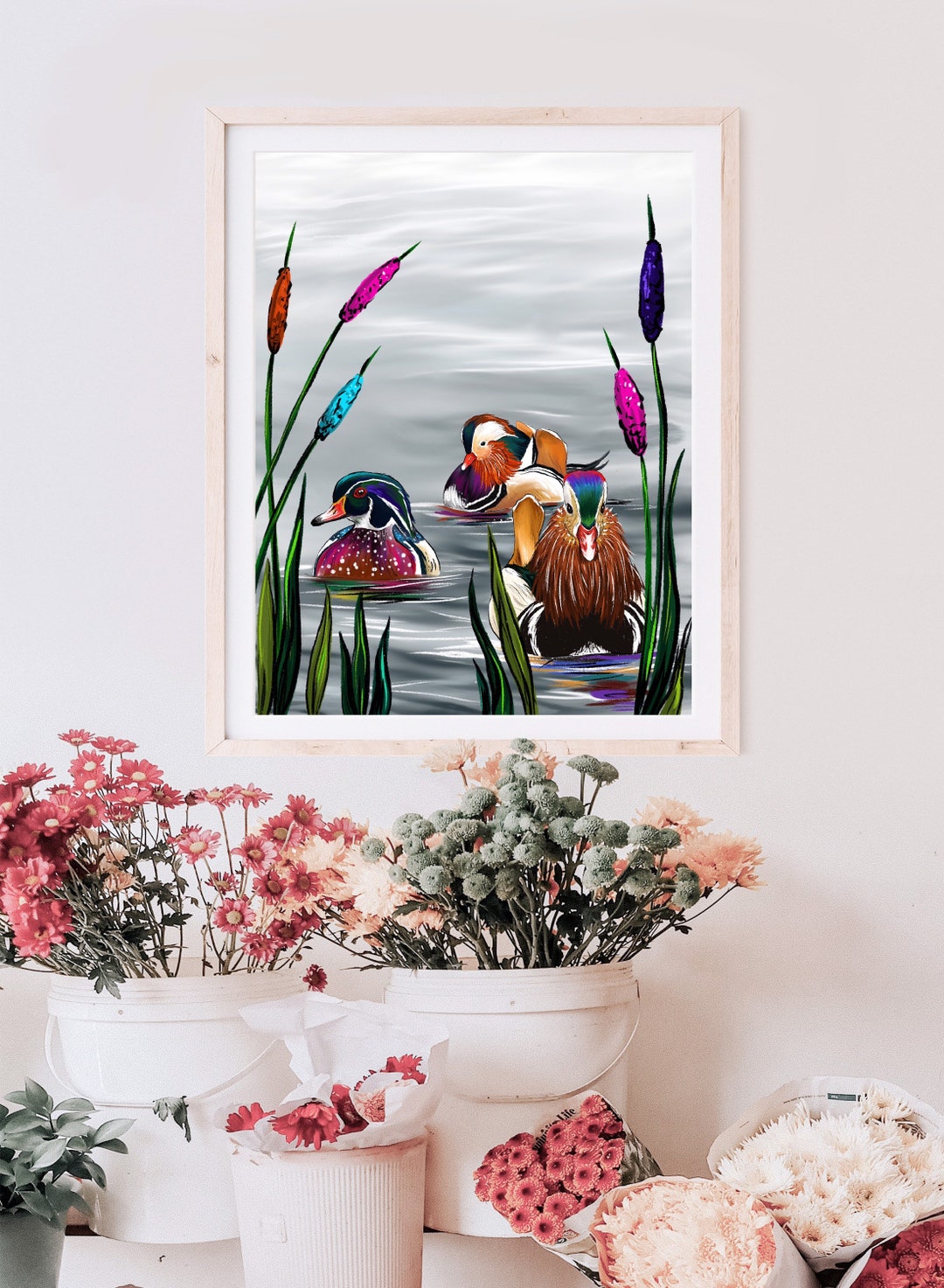Ducks and Cattails Print of Original Illustration - Etsy