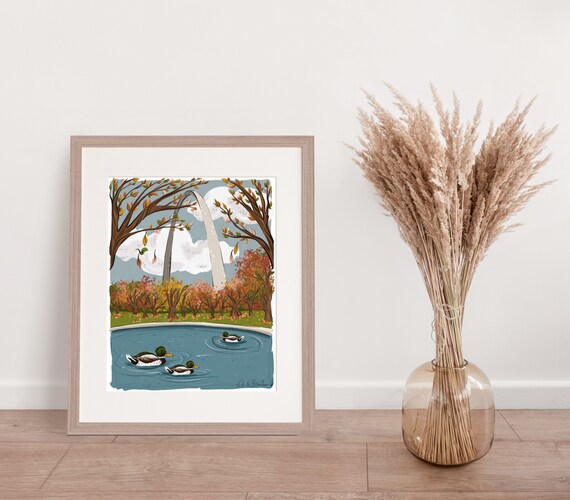Saint Louis Arch Fall Cityscape Print of Illustration - Etsy