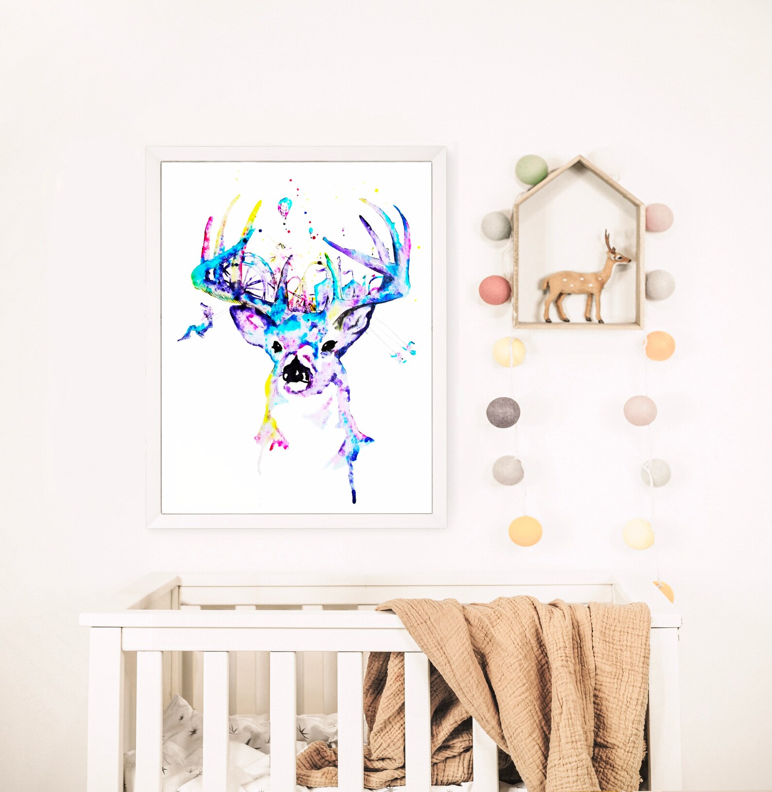 Whimsical Buck Deer Illustration Print - Etsy