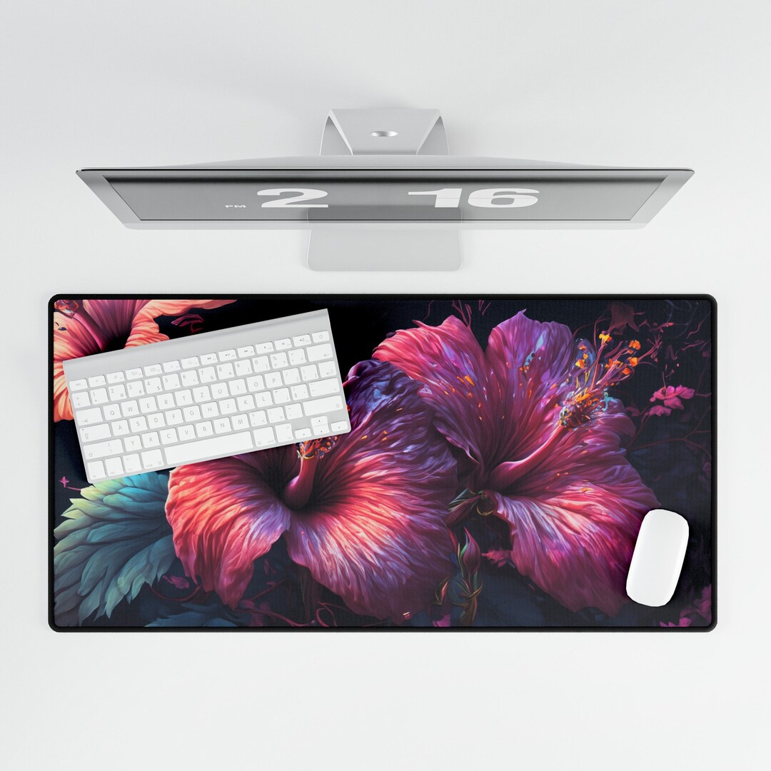 Fantasy Style Hibicus V2 Desk Mat, Universal Mouse Pad, Flower Scene ...
