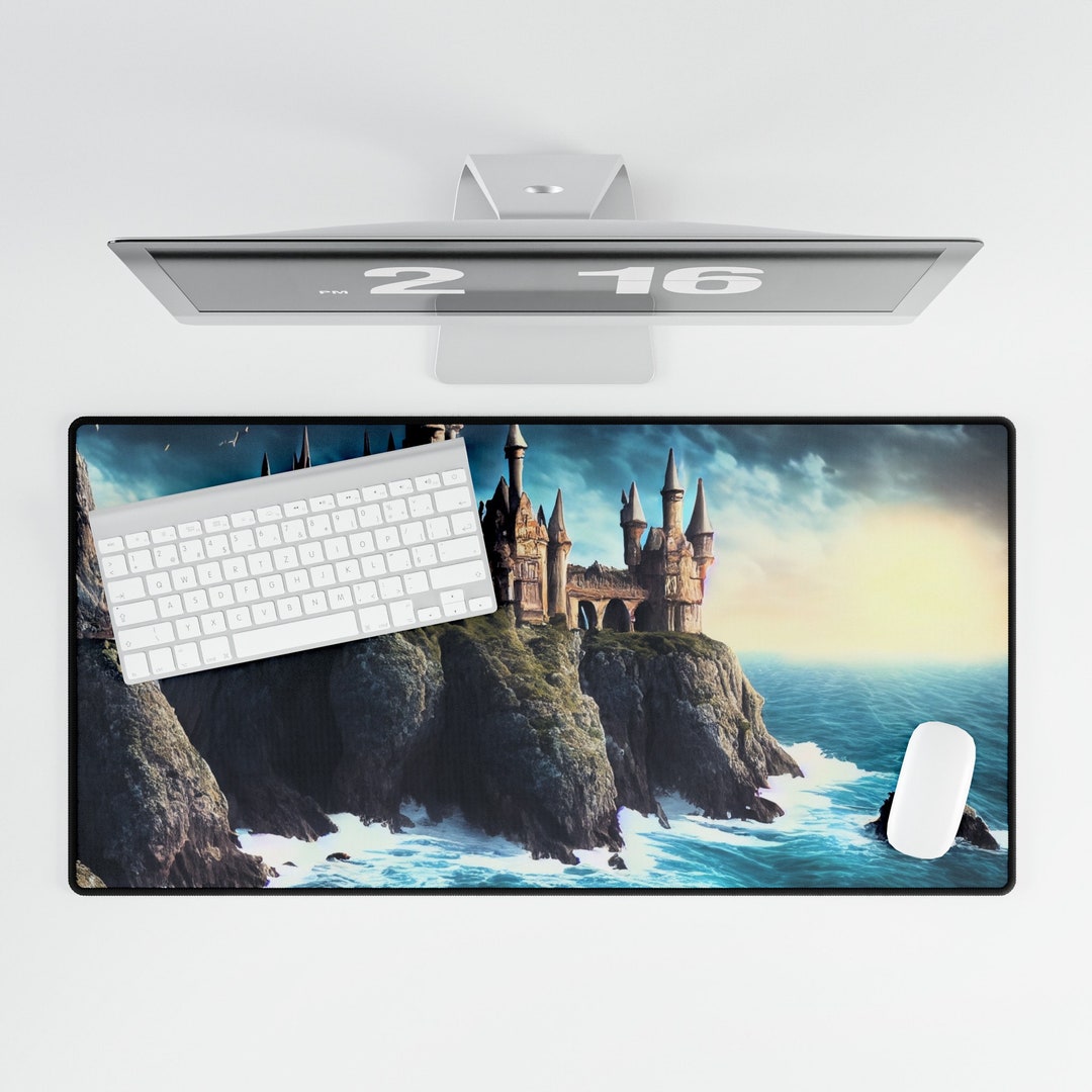 Fantasy Style Sea Cliff Castle V1 Desk Mat, Universal Mouse Pad, Castle ...