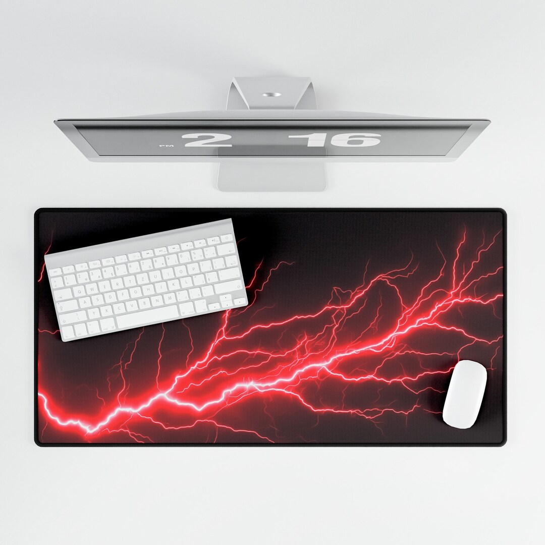 Fantasy Style Red Lightning Desk Mat, Universal Mouse Pad, Epic Scene ...