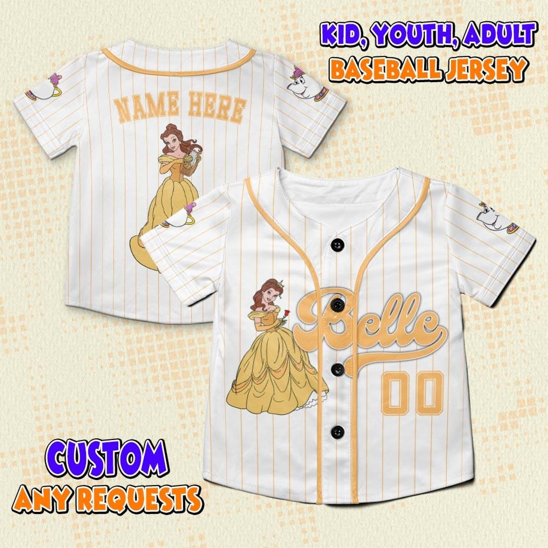 Custom Disney Princess Belle Baseball Jersey, Personalized Disney ...