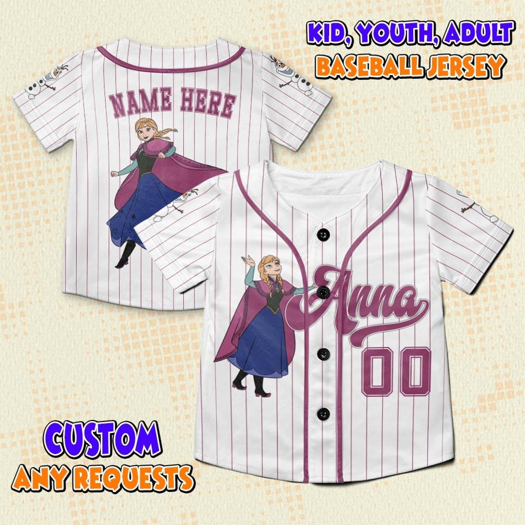 Custom Disney Princess Anna Baseball Jersey, Personalized Disney Jersey ...