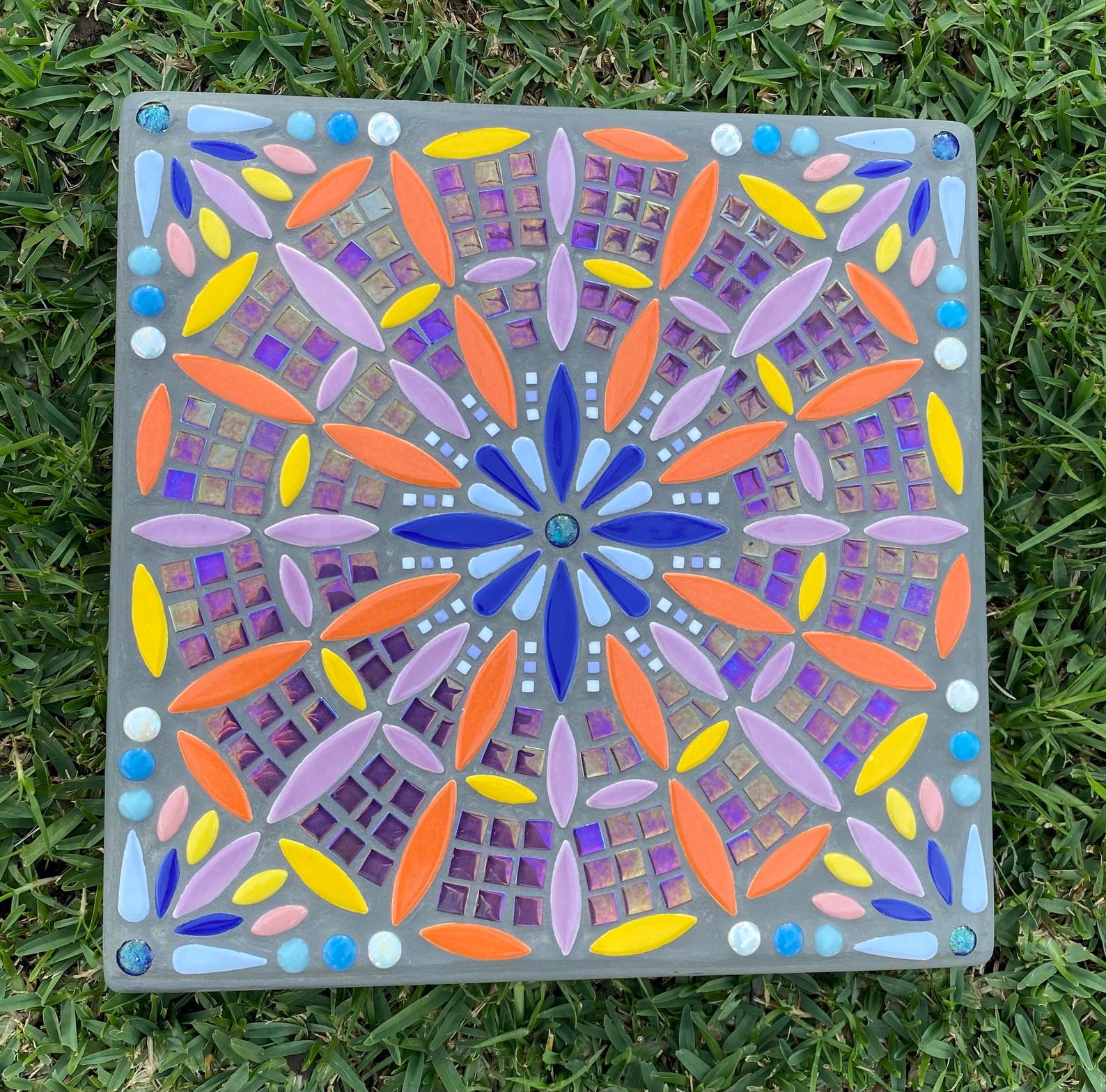 Glass and Ceramic Tile Mosaic Stepping Stone - Etsy