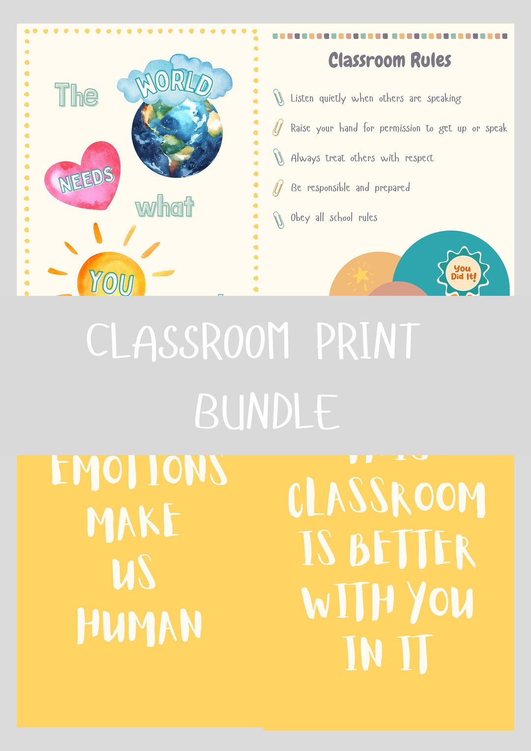 Classroom Wall Print Download Bundle, Printable Kids Art, Digital ...