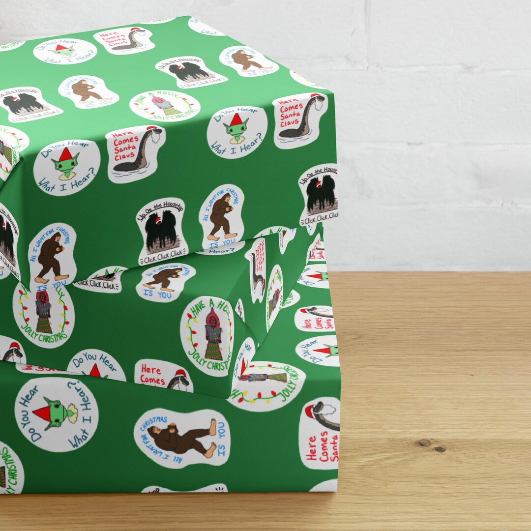 Cryptid Christmas Wrapping Paper Sheets - Etsy