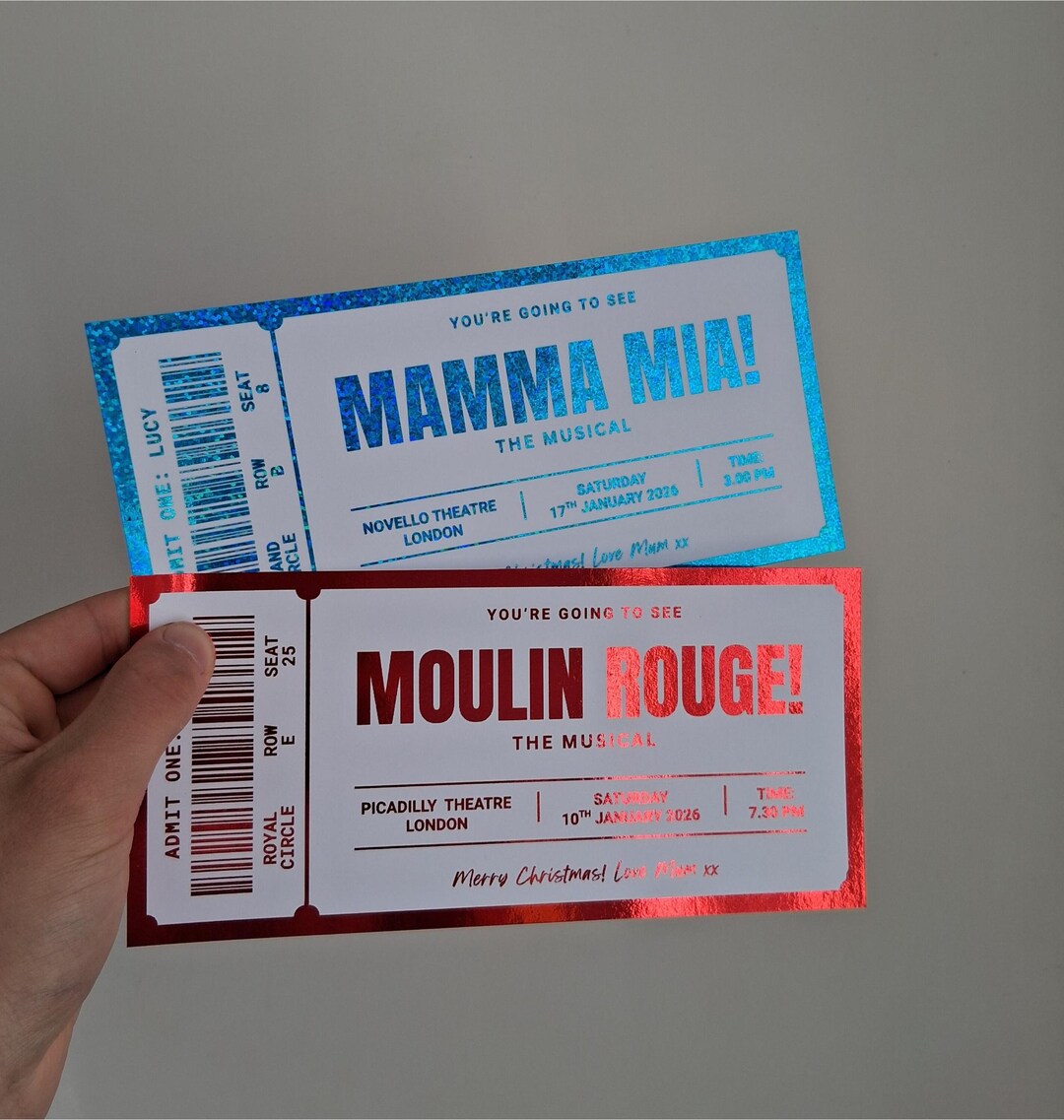Personalised Foil Theatre Ticket Keepsake: Special Event Gift Voucher ...
