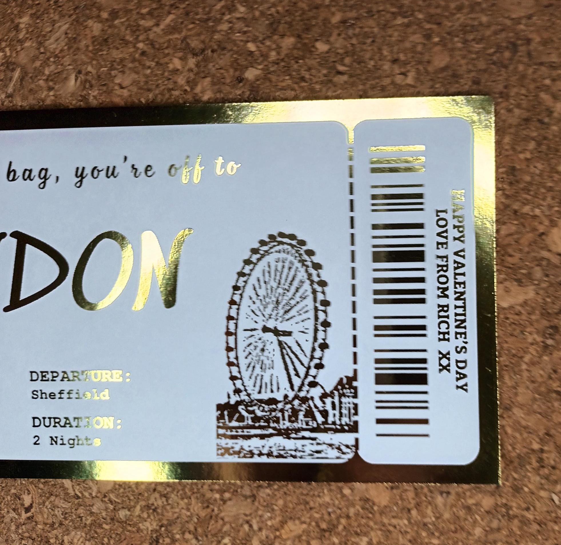 Personalised London Trip Foil Ticket: Holiday Reveal Keepsake Voucher ...
