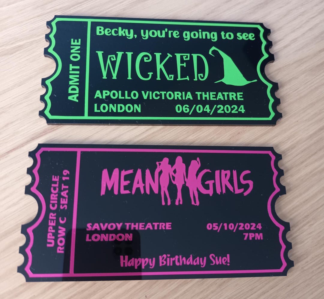 Acrylic Ticket, Concert Ticket, Acrylic Keepsake Gift, Theatre Souvenir ...