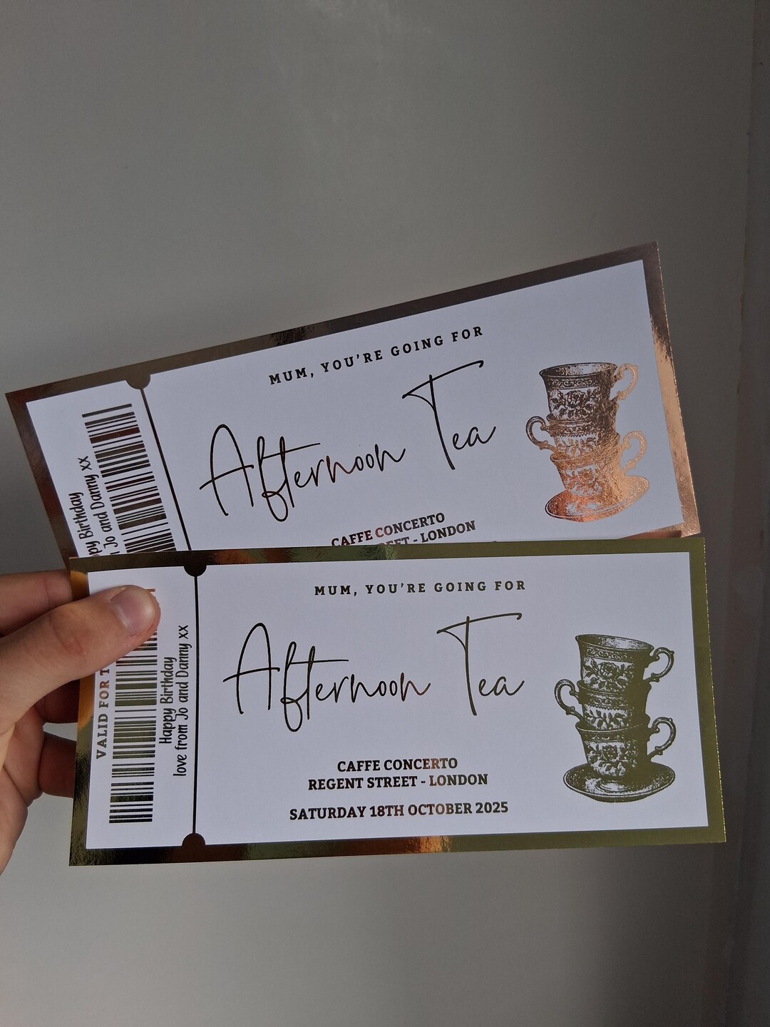 Personalised Foil Afternoon Tea Ticket: Special Event Keepsake Gift ...