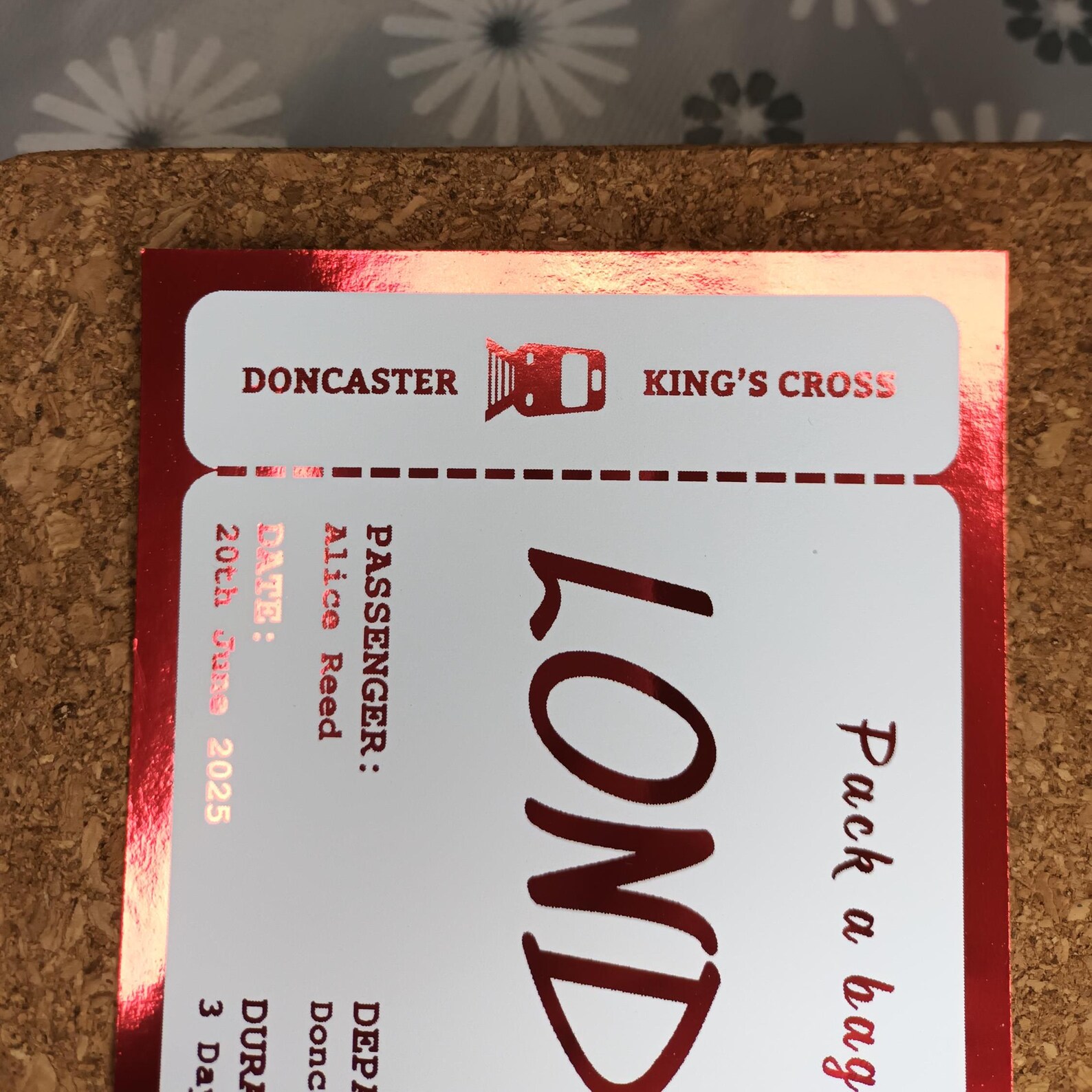Personalised London Trip Foil Ticket: Holiday Reveal Keepsake Voucher ...