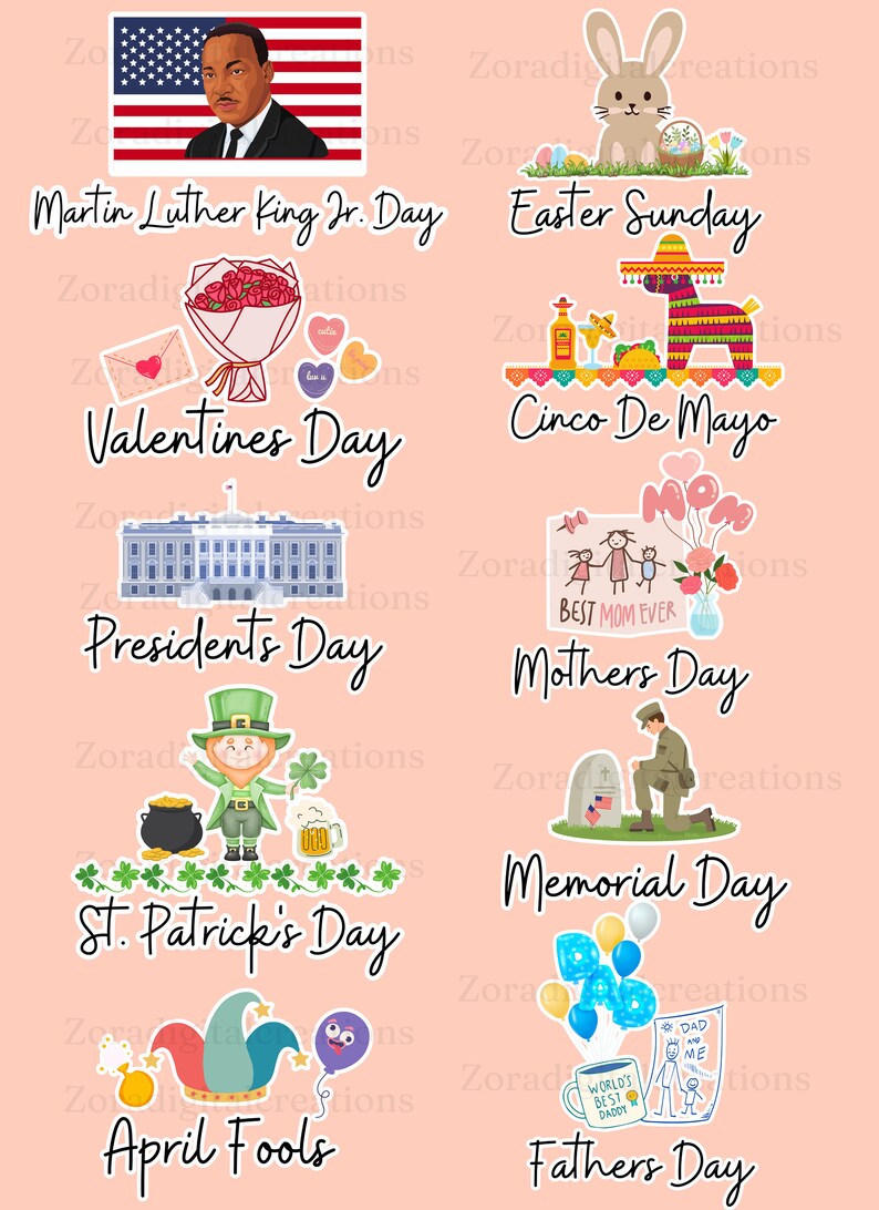 Holiday Stickers for Planner, PNG Bundle, Digital Planner, 2025 Planner ...